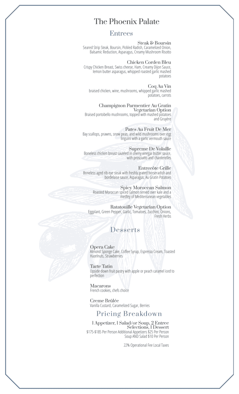 Our Menu - Pacific Coast Palate in Palm Springs